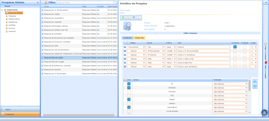 Funcionalidades – Pesquisas – Siga Cloud